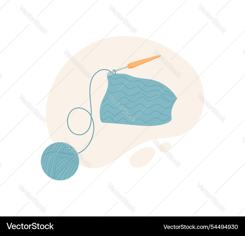 Crochet wool ball and needle logo Royalty Free Vector Image