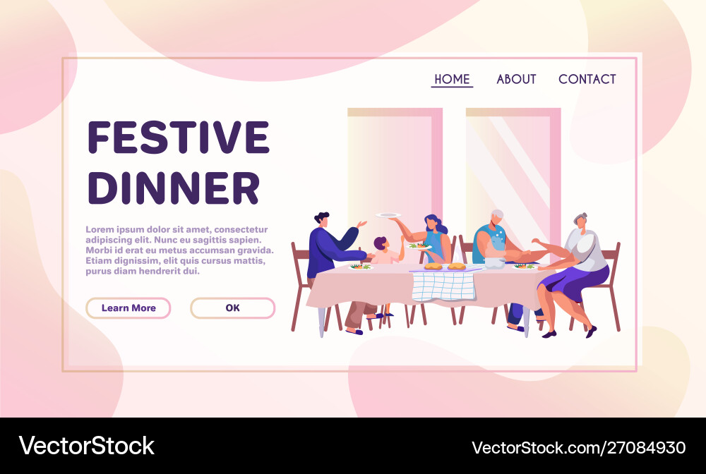 Family dinner flat banner template Royalty Free Vector Image