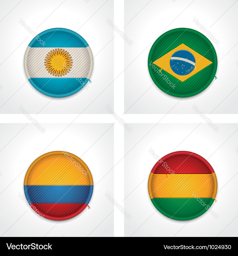 Flags of countries as fabric badges Royalty Free Vector