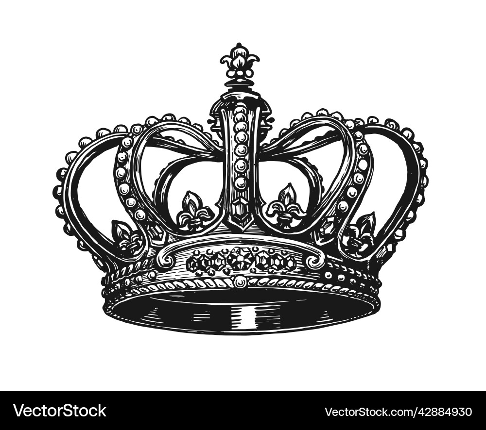 King crown sketch hand drawn royal symbol Vector Image