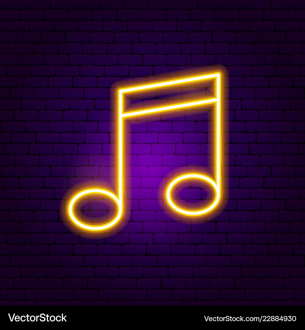 Music note neon sign Royalty Free Vector Image
