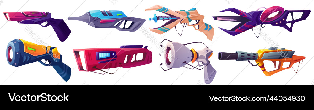 Space blasters laser guns future alien weapons Vector Image