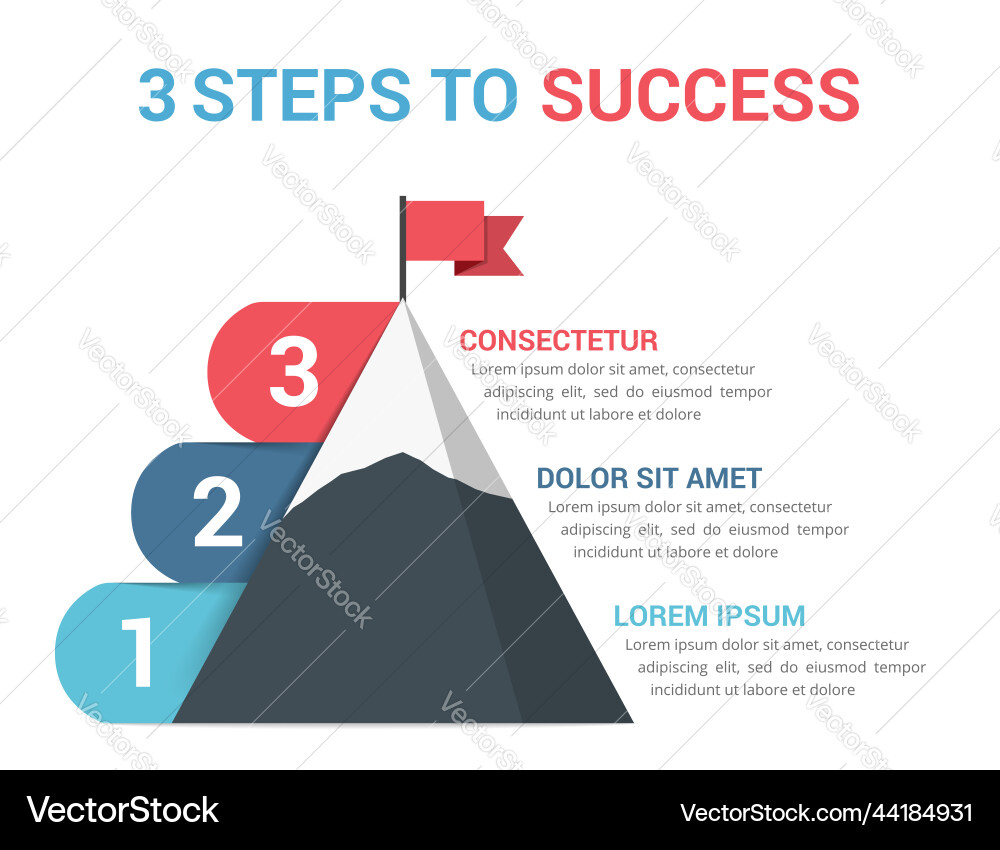 3 steps to success Royalty Free Vector Image - VectorStock