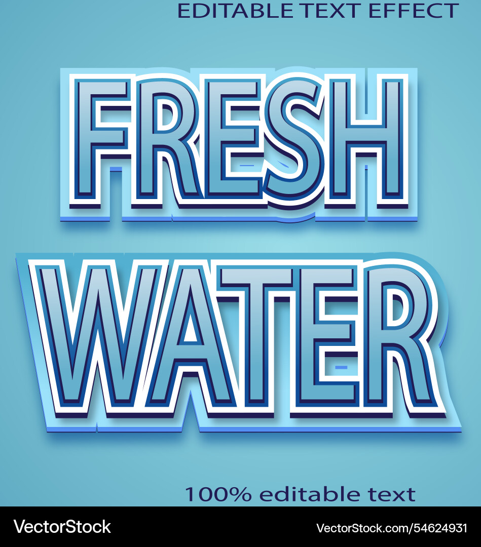 Fresh Water Text Effect - 3D Emboss Royalty Free Vector