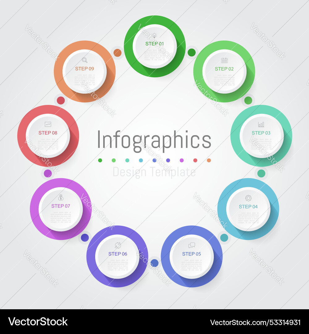 Infographic 9 options design elements Royalty Free Vector