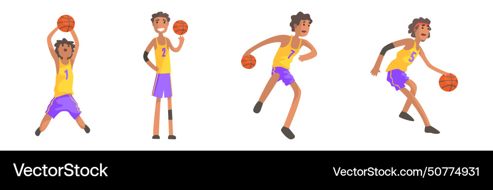 Man basketball player character with ball Vector Image