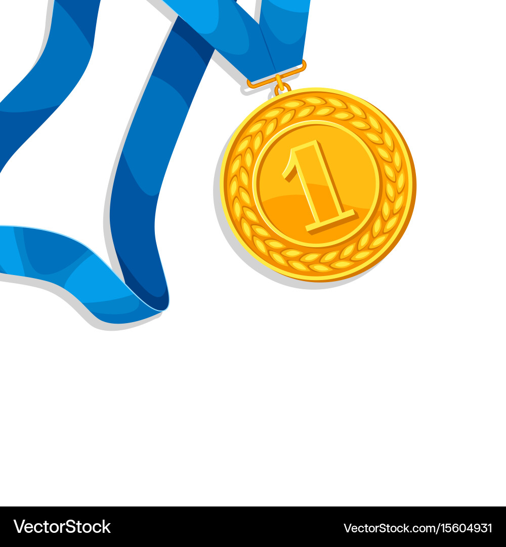 Realistic gold medal for first place background Vector Image