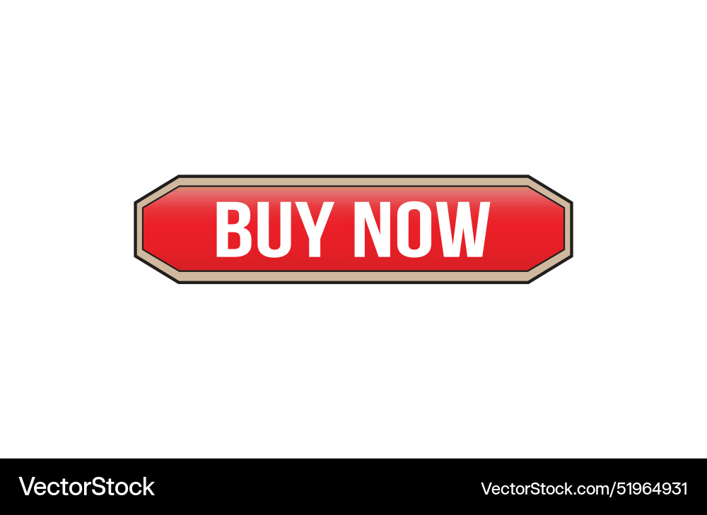 Red banner buy now on white background Royalty Free Vector