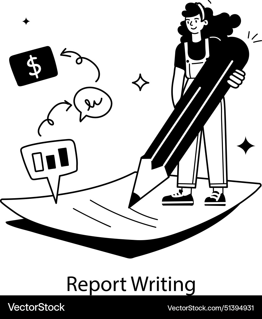 Report writing Royalty Free Vector Image - VectorStock