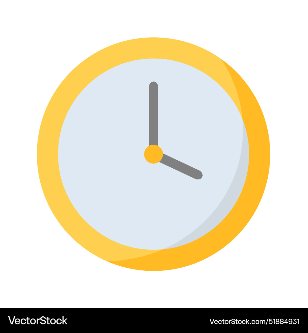 Yellow clock in flat design Royalty Free Vector Image