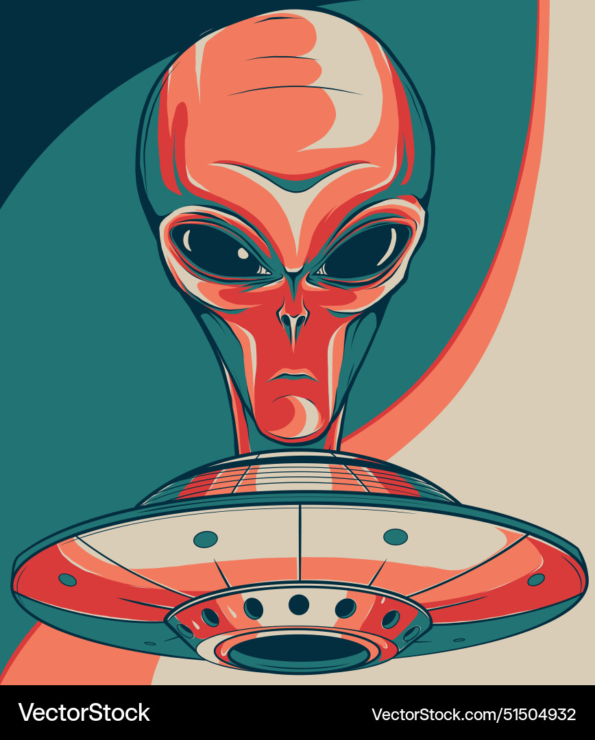 Alien head ufo design art Royalty Free Vector Image