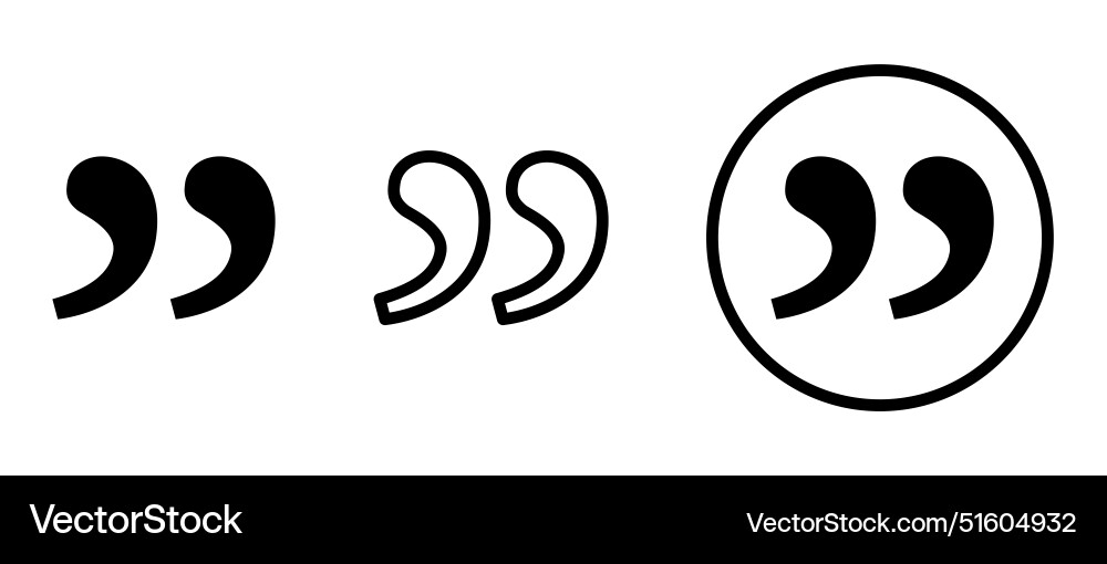 Black quotation marks in various styles including Vector Image