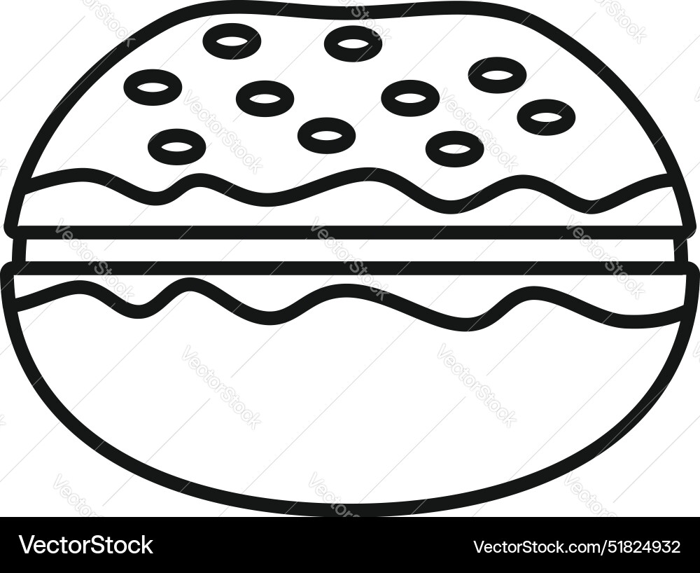Burger bun icon showing sesame seed Royalty Free Vector