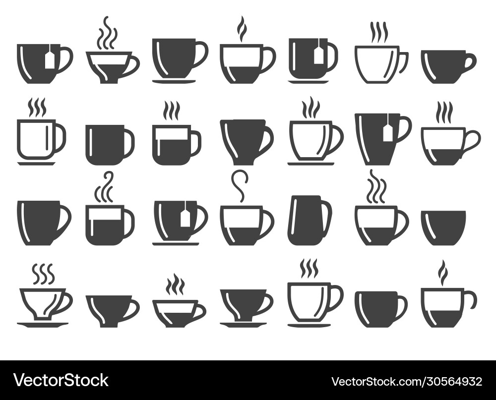 Coffee and tea beverage cups Royalty Free Vector Image