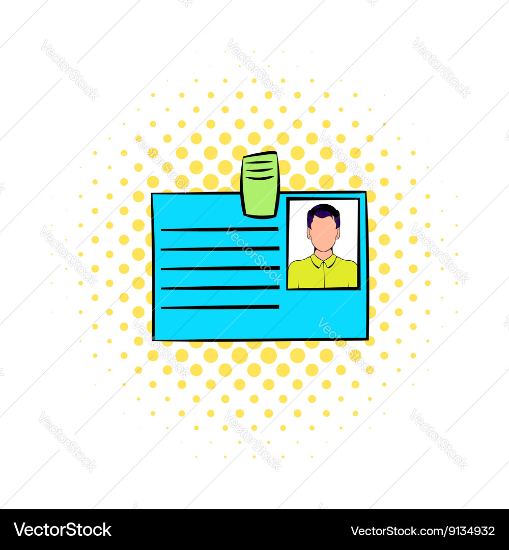 Identification card icon in comics style Vector Image