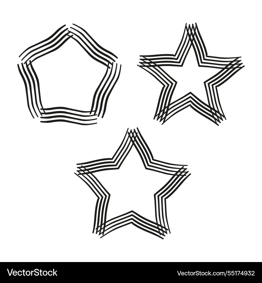 Star and pentagon shapes decorative line patterns Vector Image