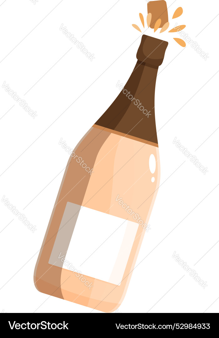 Bottle of champagne is popping its cork exploding Vector Image