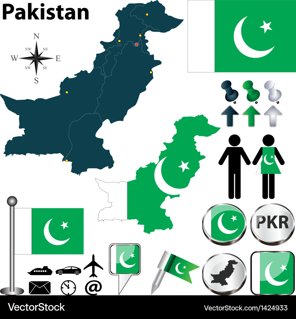 Map of pakistan Royalty Free Vector Image - VectorStock