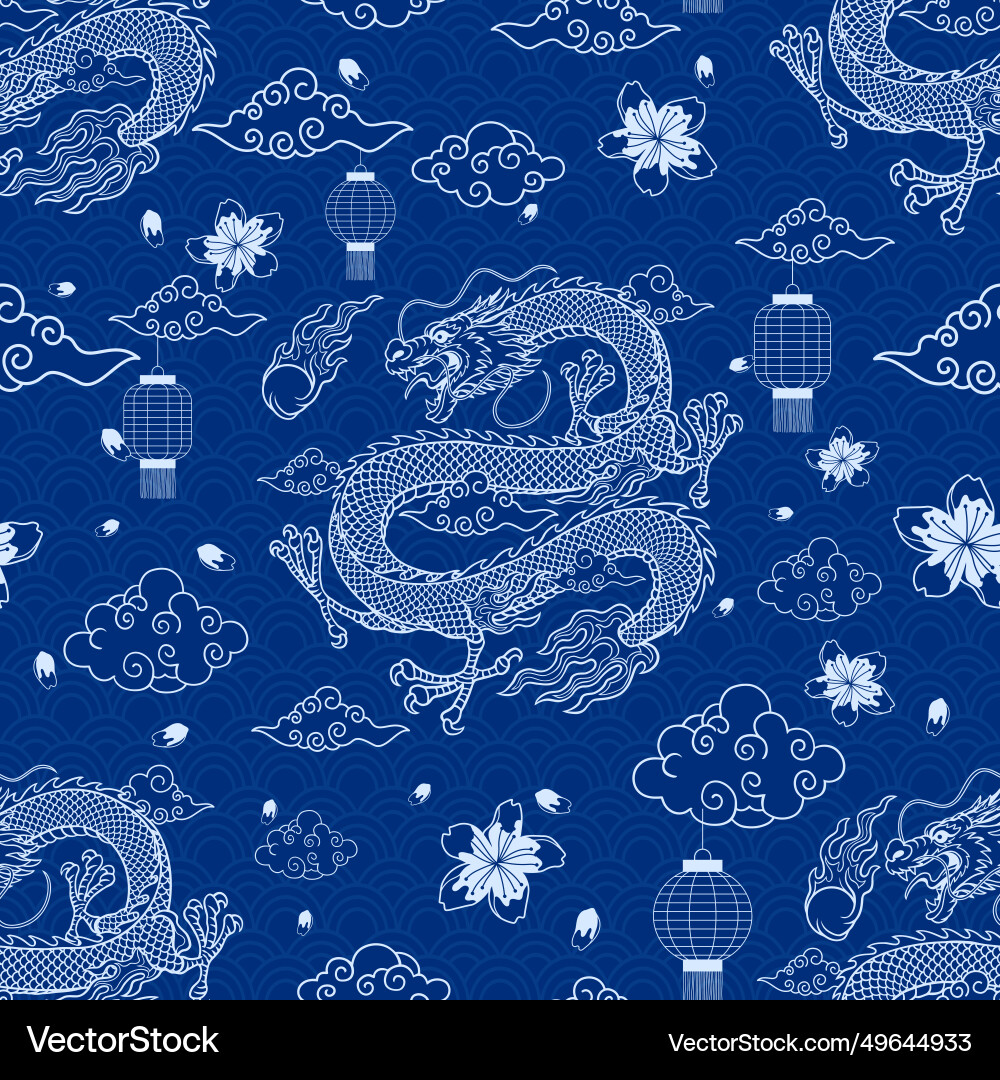 Oriental dragon seamless pattern for textile Vector Image