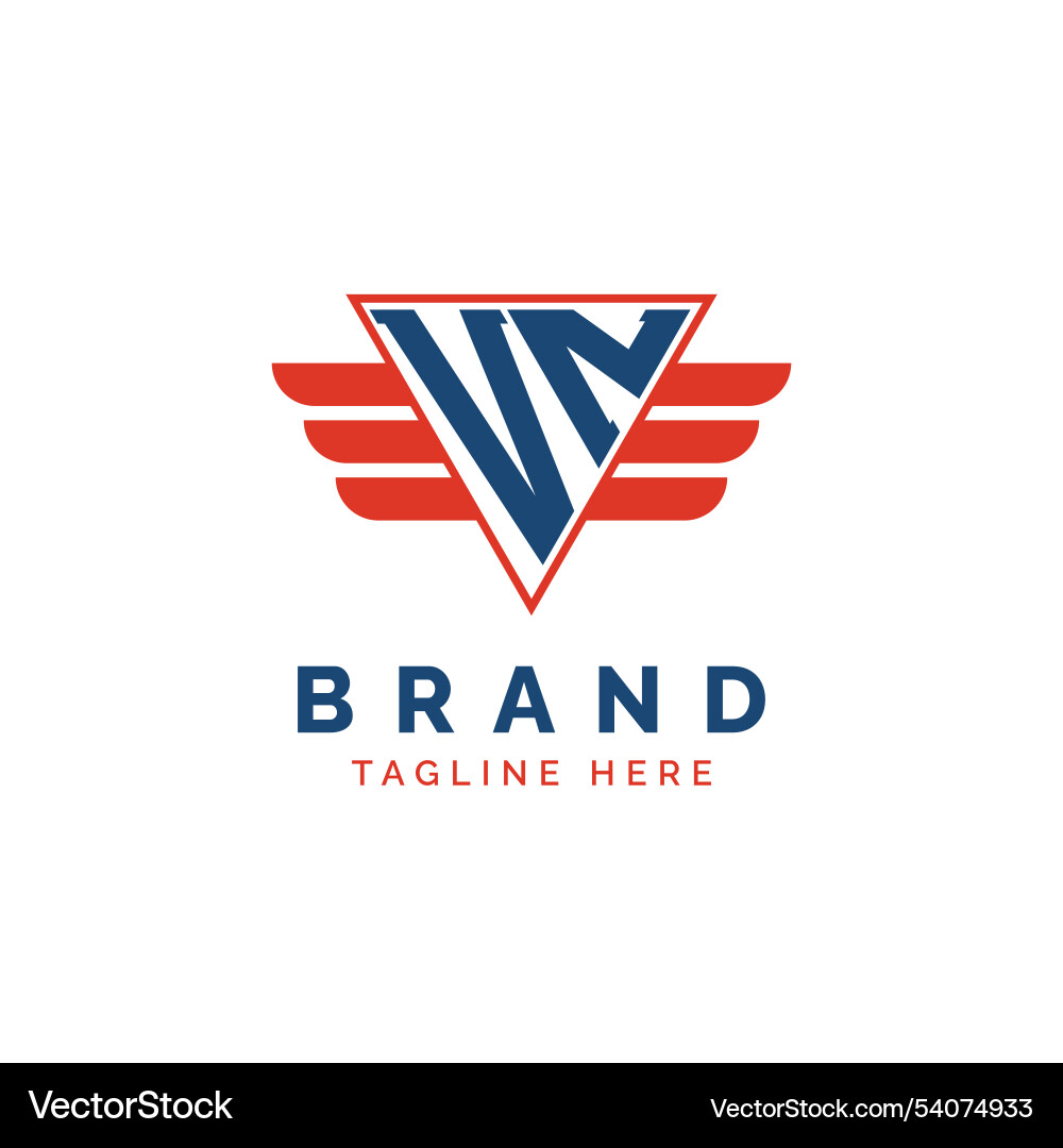 Patriotic vn logo initials letter winged Vector Image