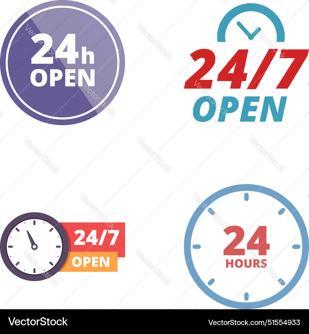 Set of roundtheclock service icons Royalty Free Vector Image