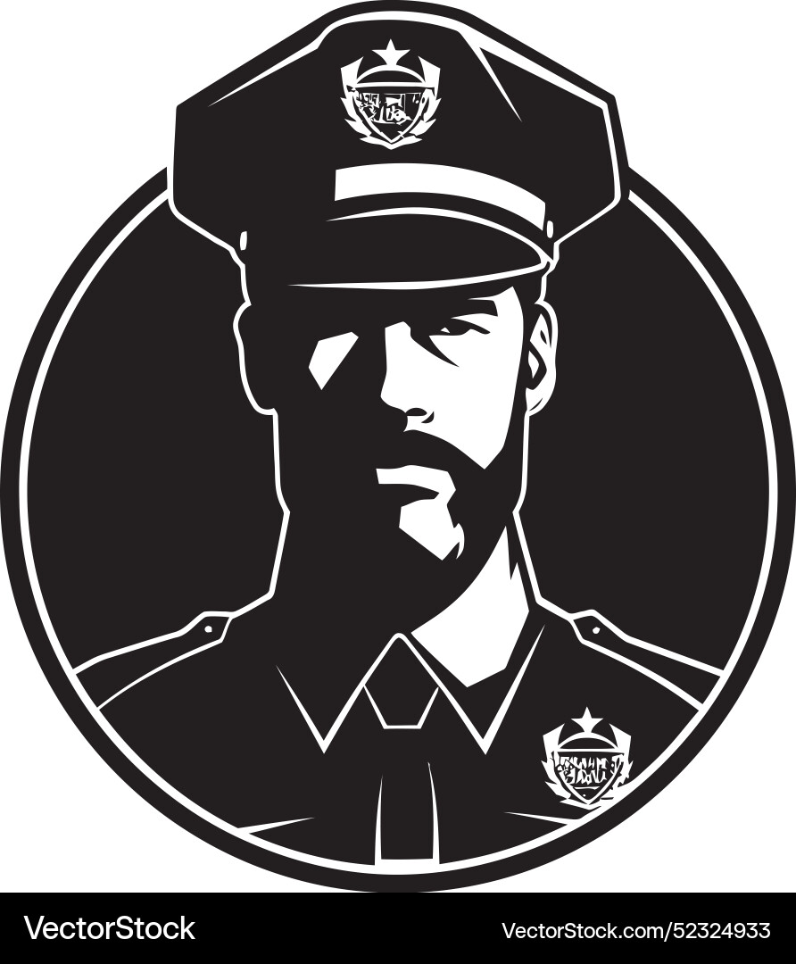 Silhouette sentinel intricate noir cop guardian Vector Image