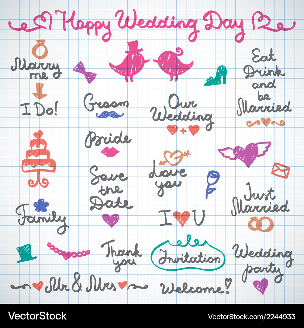 Wedding letterings Royalty Free Vector Image - VectorStock