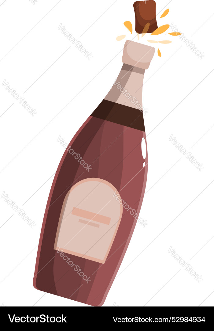 Champagne bottle popping its cork with festive Vector Image