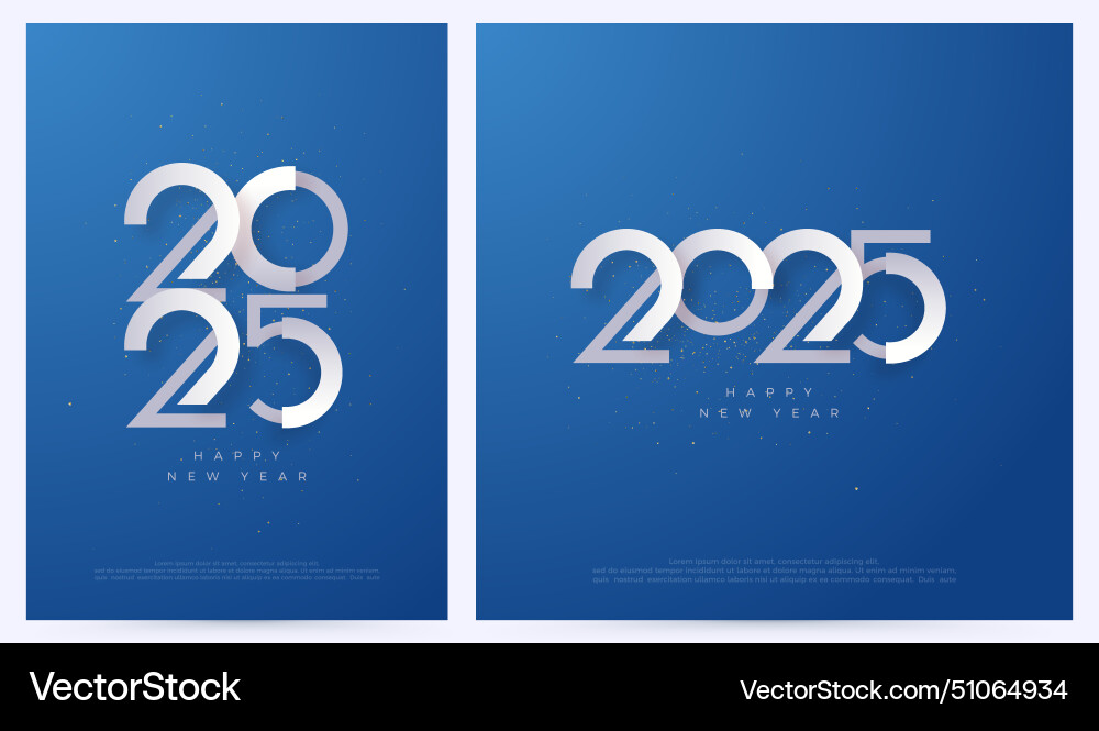 Happy new year 2025 with white numbers cut Vector Image