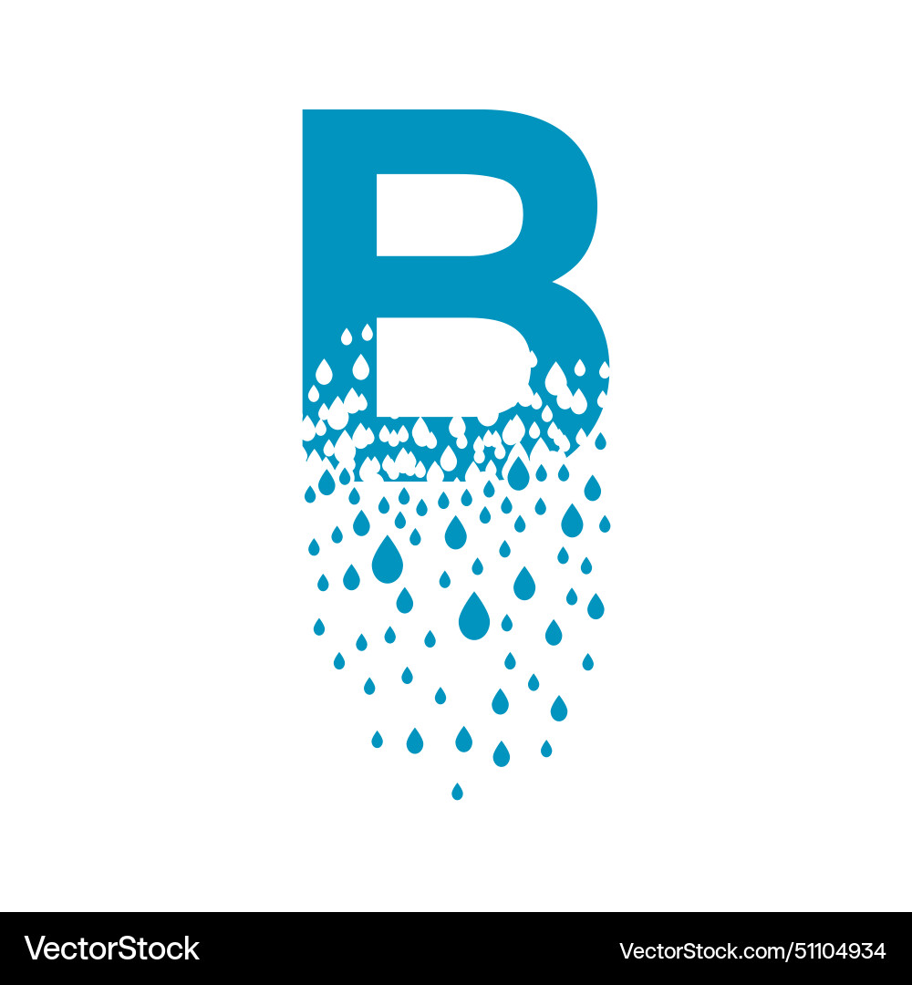 Letter b dissolves into droplets drops of liquid Vector Image