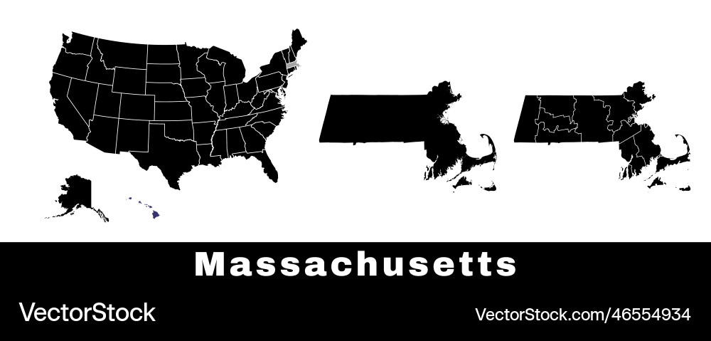 Massachusetts State Map Royalty Free Vector Image