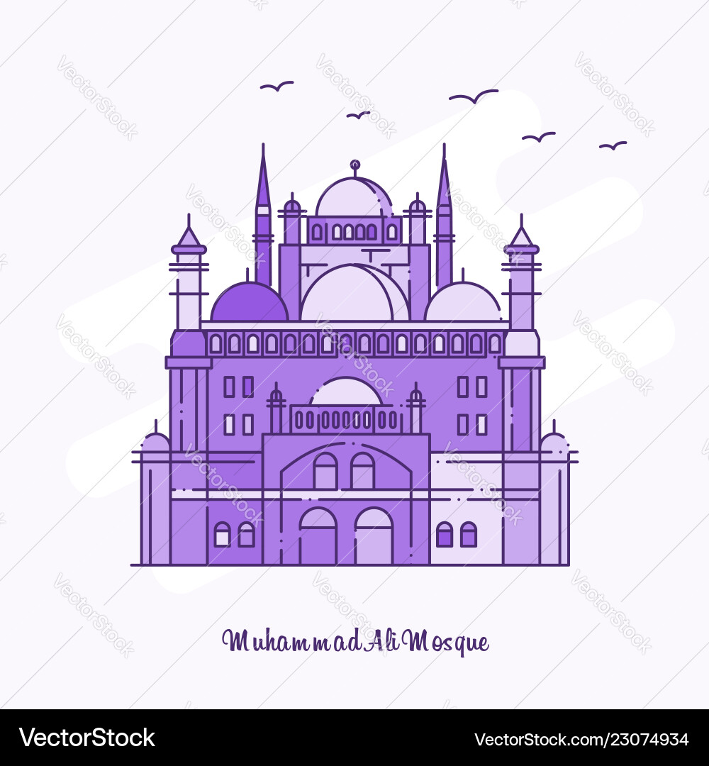 Muhammad ali mosque landmark purple dotted line Vector Image