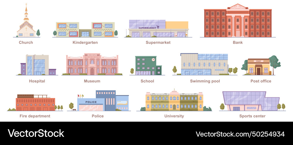 Municipal buildings and infrastructure Royalty Free Vector