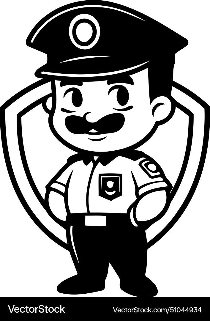 Policeman with a badge in cartoon style Royalty Free Vector