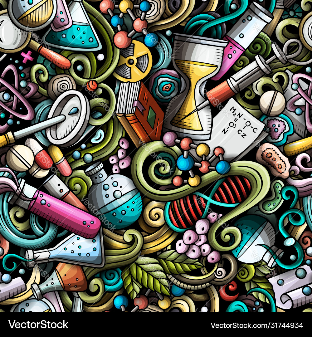Science Doodle Pattern - Lab Equipment Royalty Free Vector
