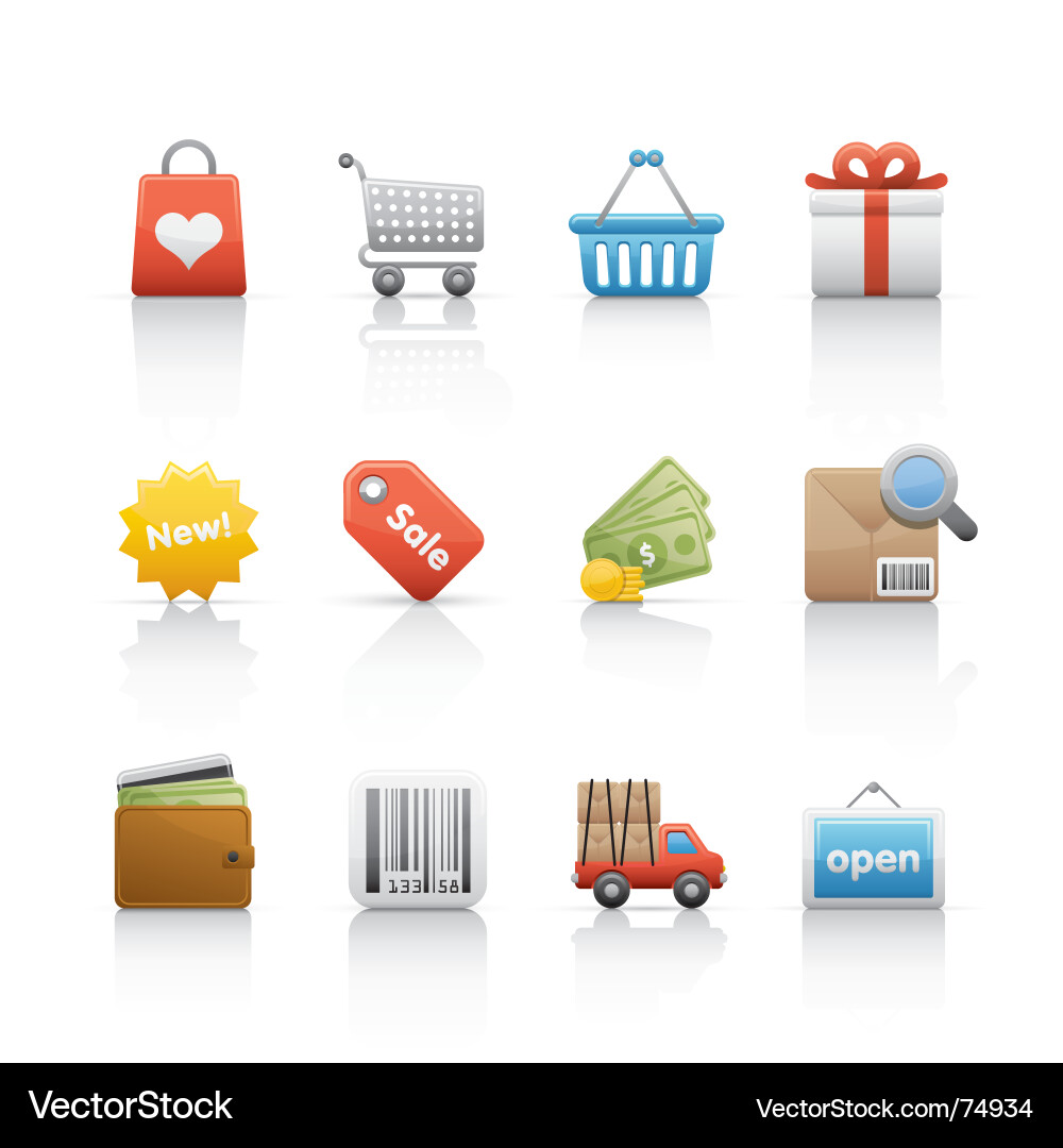 Shopping icons Royalty Free Vector Image - VectorStock