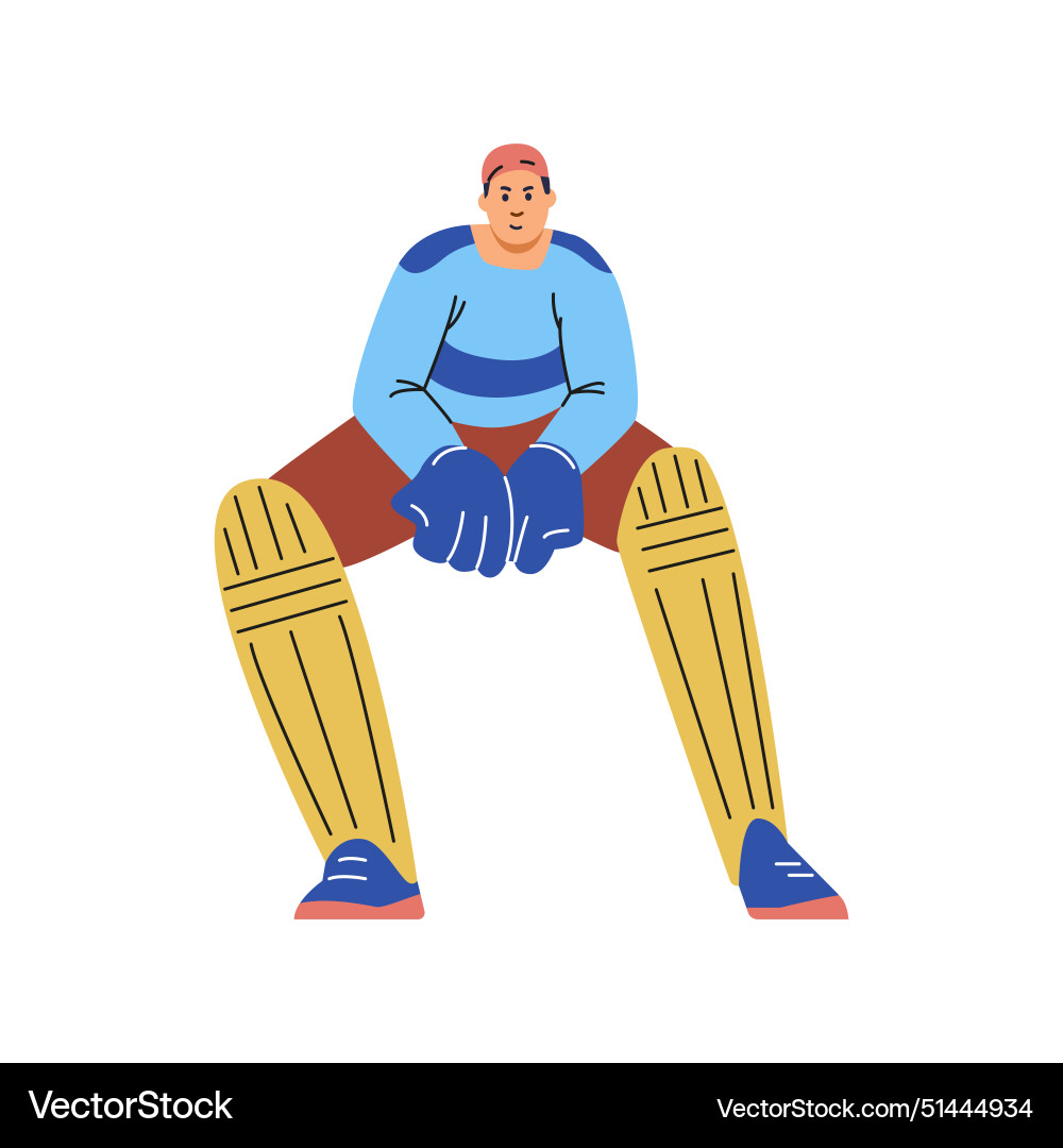 Wicketkeeper character in cricket is ready Vector Image