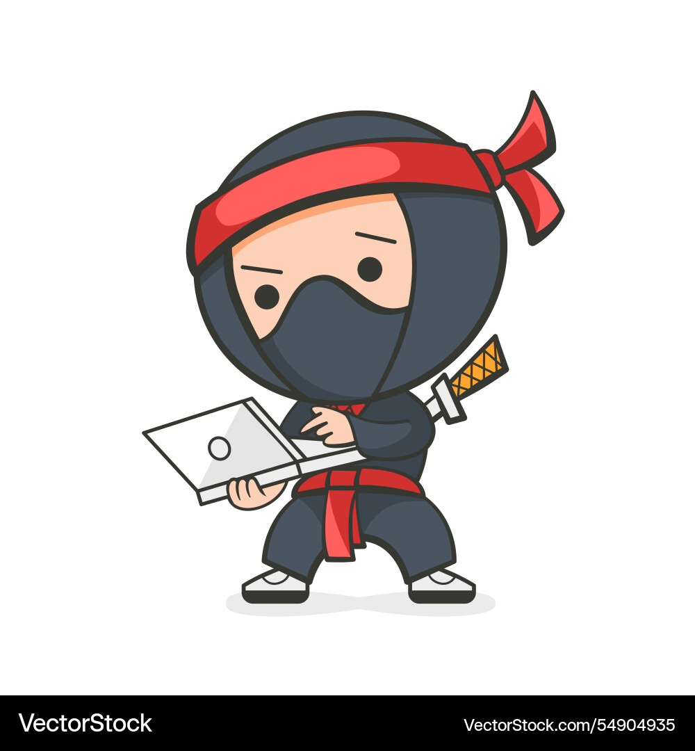 A ninja with laptop Royalty Free Vector Image - VectorStock