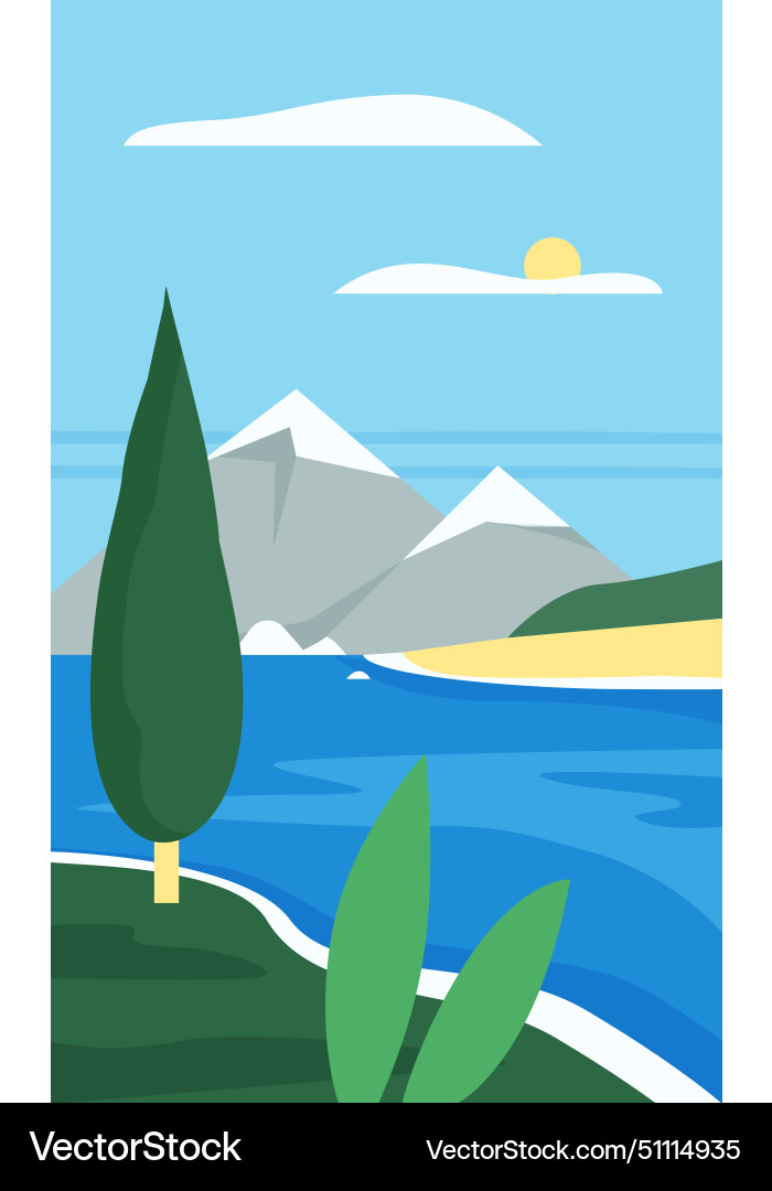 Abstract minimalist river landscape of simple Vector Image