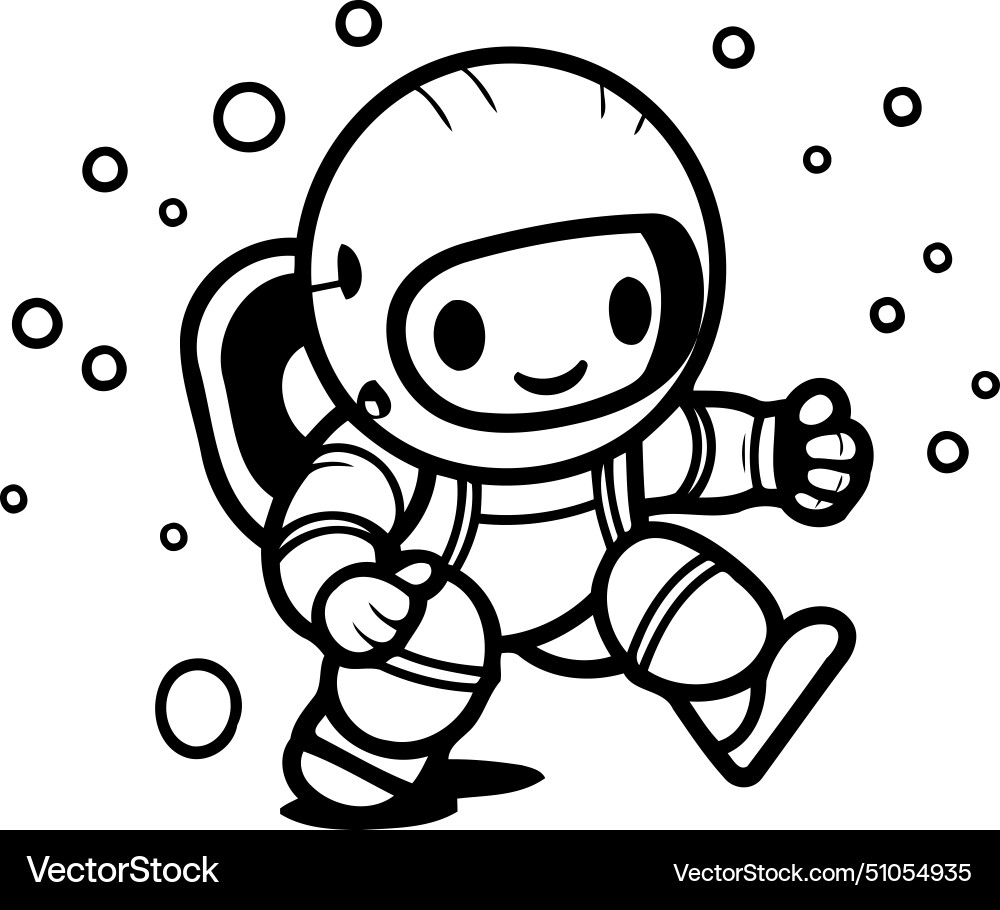 Astronaut running in water cartoon style Vector Image
