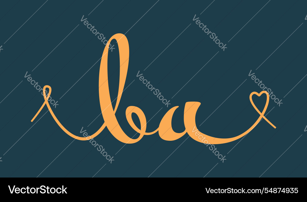 Ba initial wedding monogram calligraphy hand Vector Image