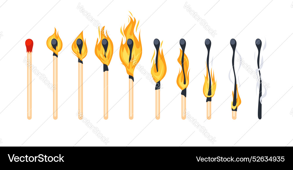 Burning match animation steps from a new Vector Image