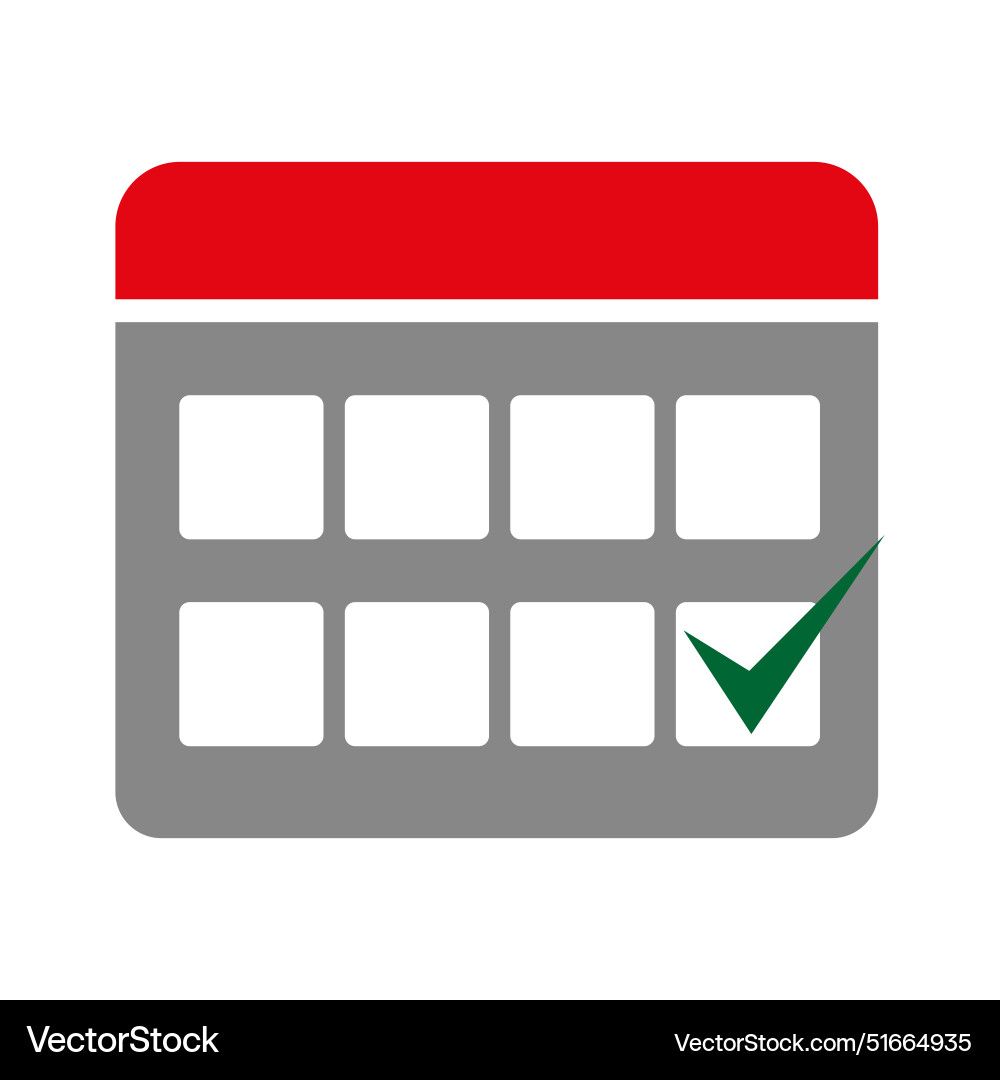 Calendar with checkmark icon Royalty Free Vector Image