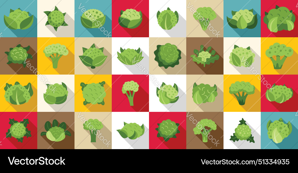 Cauliflower flat icons a colorful image Royalty Free Vector