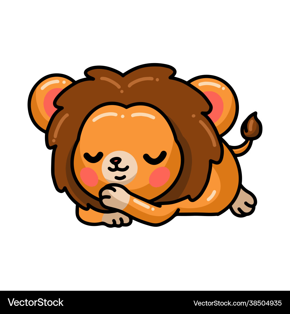 Cute baby lion cartoon sleeping Royalty Free Vector Image