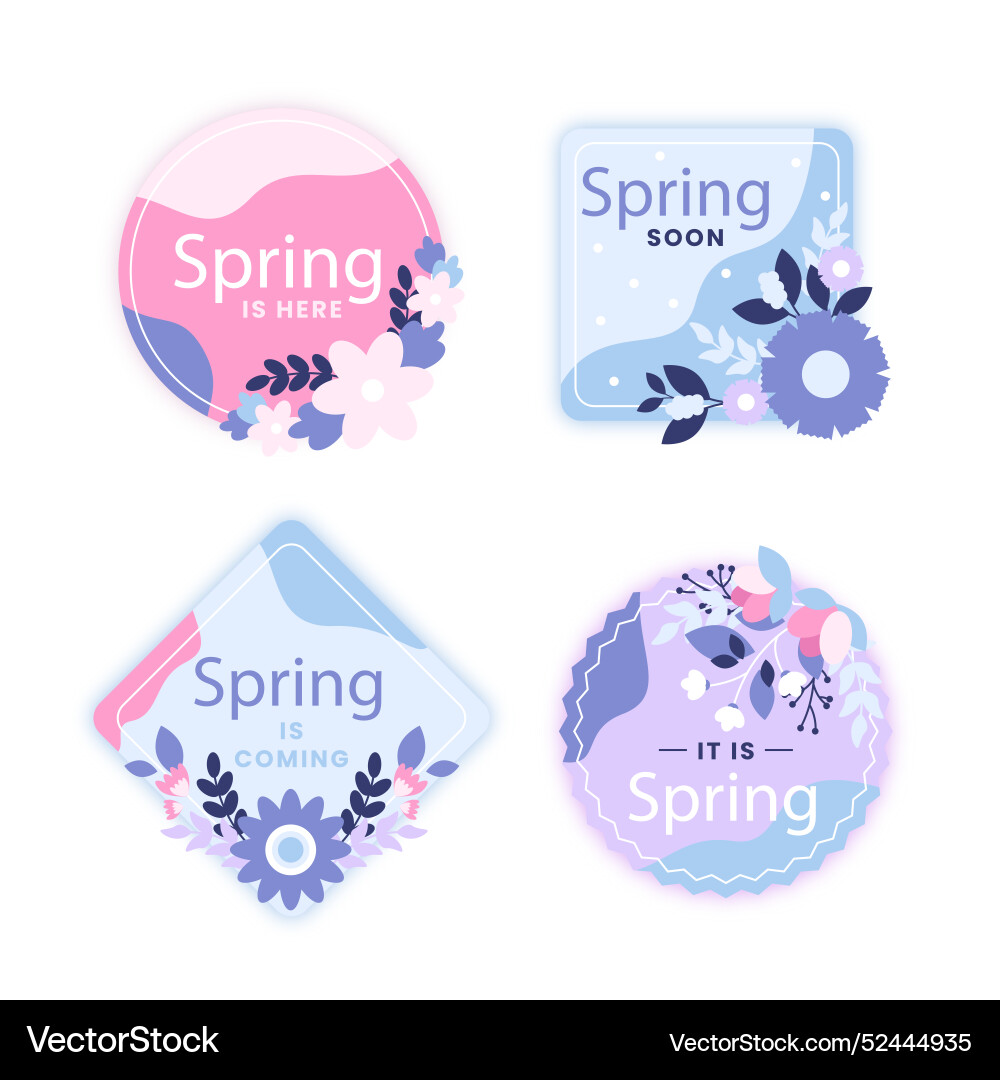 Flat spring badge collection Royalty Free Vector Image