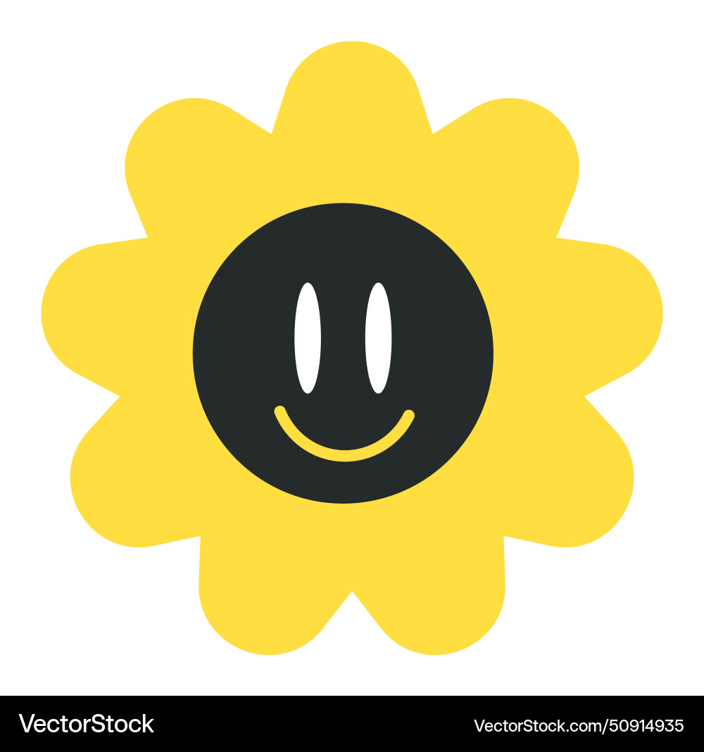 Flower or sun character sunflower with smile Vector Image