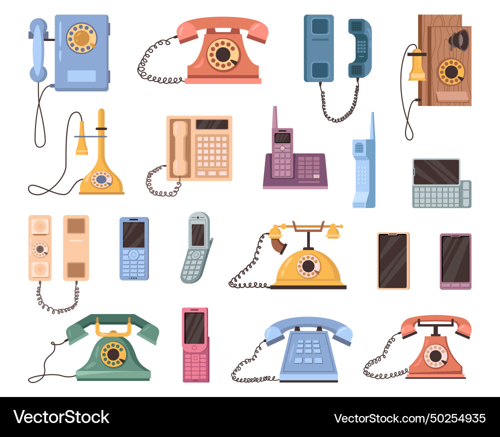 Phones from different times evolution Royalty Free Vector