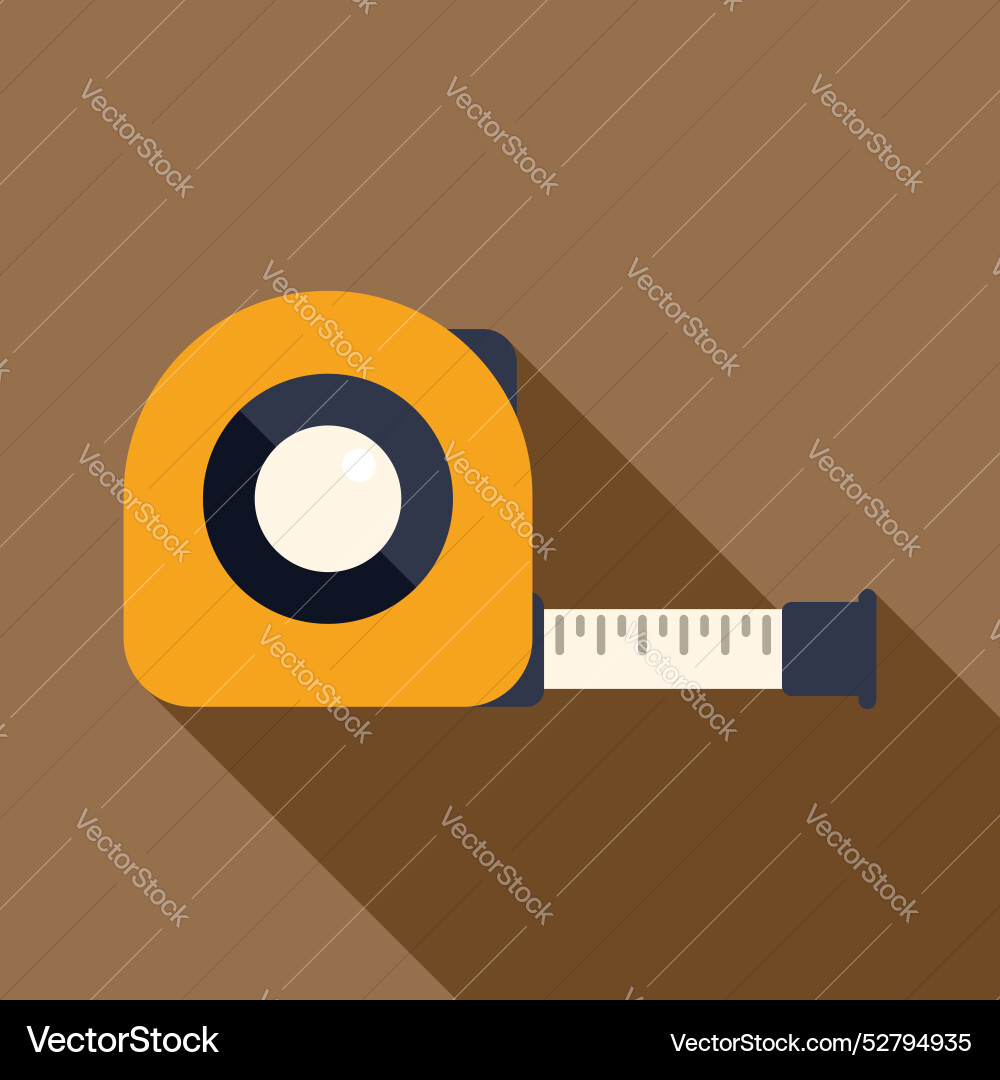 Yellow tape measure casting long shadow on brown Vector Image