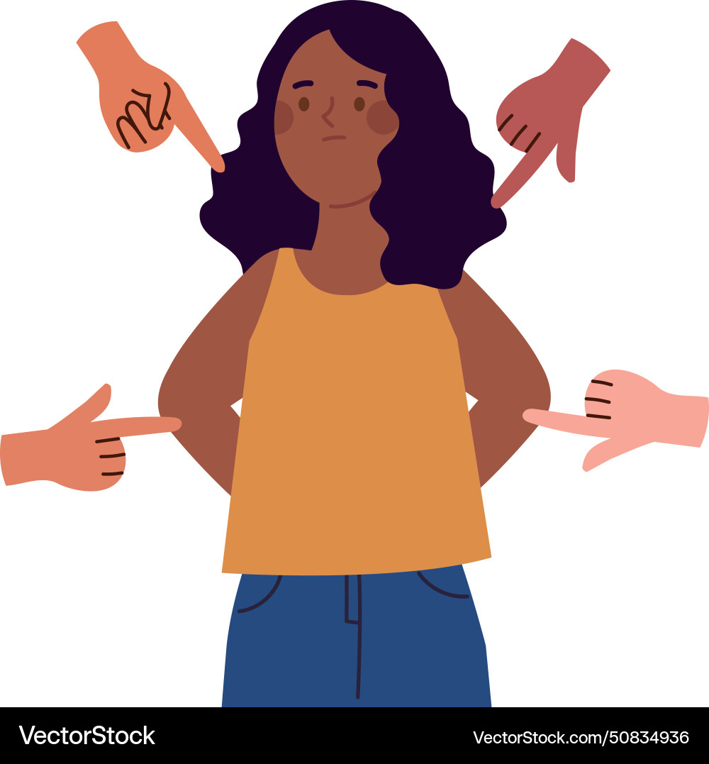 Discrimination scene with young woman Royalty Free Vector